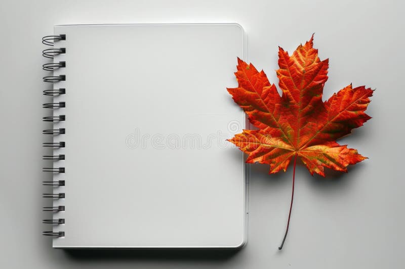 Autumn Inspiration: Maple Leaf on Blank Notebook Stock Photo - Image of ...