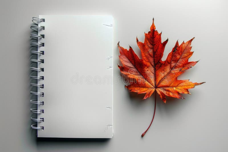 Autumn Inspiration: Maple Leaf on Blank Notebook Stock Photo - Image of ...