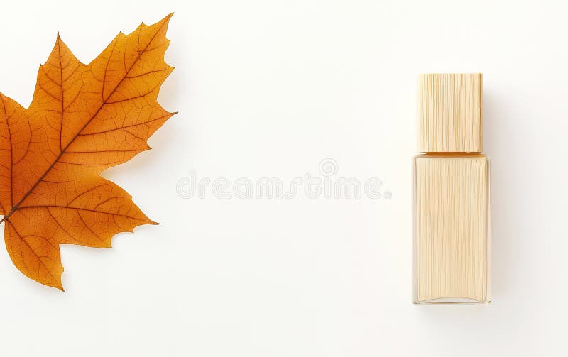 Autumn-inspired Composition Featuring a Perfume Bottle and a Vibrant ...