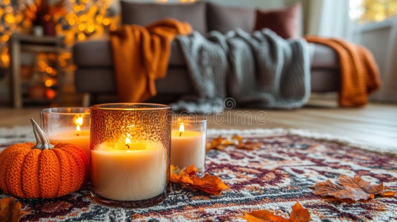 Autumn Interior Design, Warm Autumn Tones, Plush Sofa, and Soft ...
