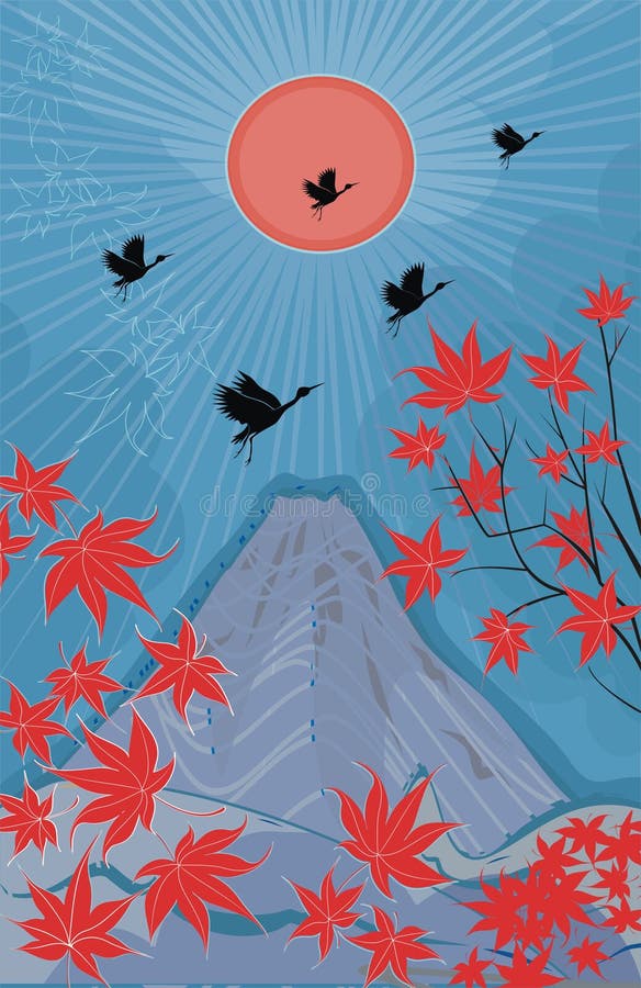 Autumn in Japan - Background Stock Illustration - Illustration of asia ...