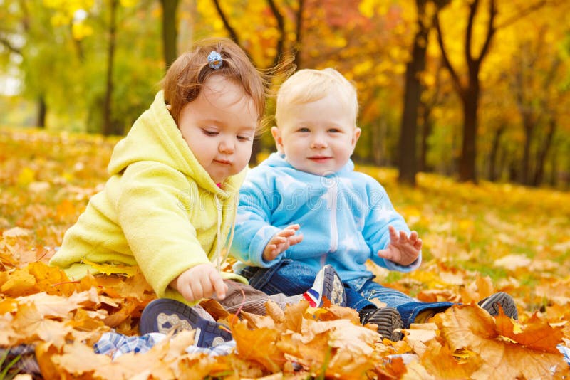 Autumn kids stock photo. Image of childhood, group, adorable - 13312636