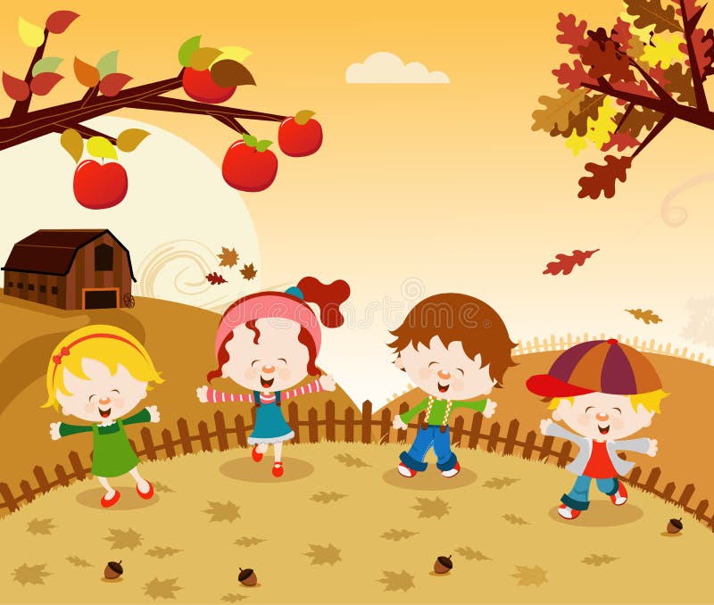Cartoon Kids Autumn Stock Illustrations – 27,332 Cartoon Kids Autumn ...