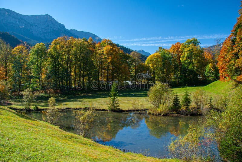Autumn by the Lake at Bavarian Alps, Germany Stock Image - Image of ...