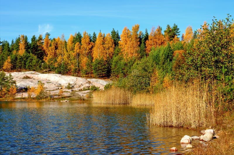 Autumn Lake Landscape with Bright Colors Stock Photo - Image of nature ...