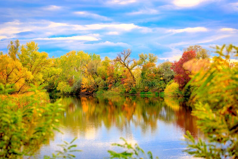 Autumn on lake stock photo. Image of autumn, peaceful - 51548562