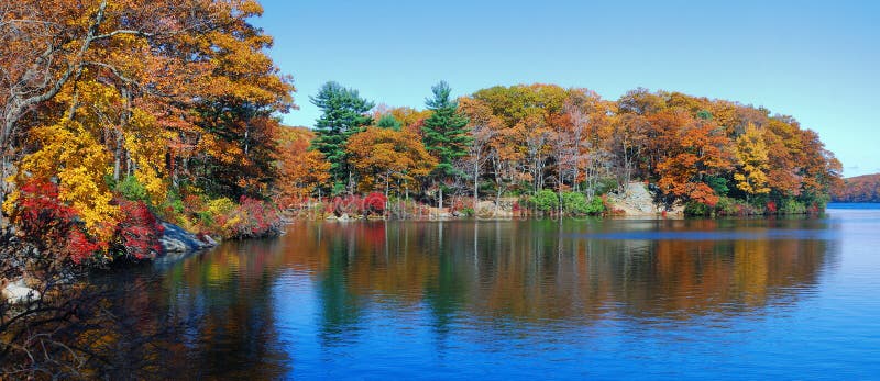 Autumn lake scenery stock image. Image of blue, trees - 23247673