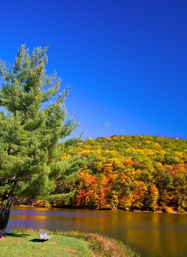 Autumn Lake Scene stock photo. Image of reflection, leaves - 3681252