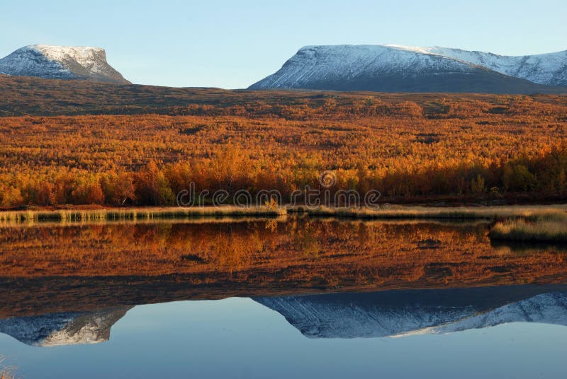 Autumn lake scenery stock image. Image of water, snow - 6459009