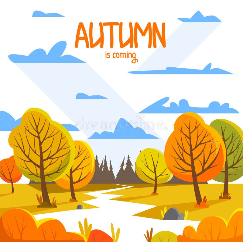 Autumn Landscape. Background Illustration. Flat Style for Your Design ...