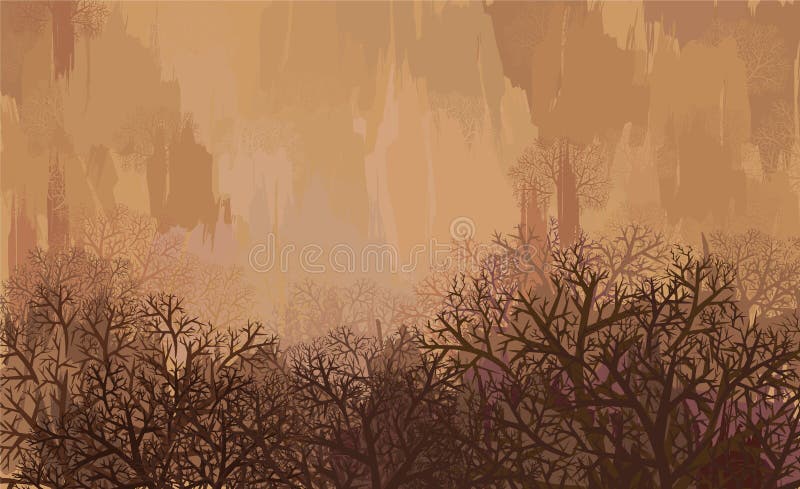 Autumn Landscape in Brown Colors Stock Vector - Illustration of woods ...