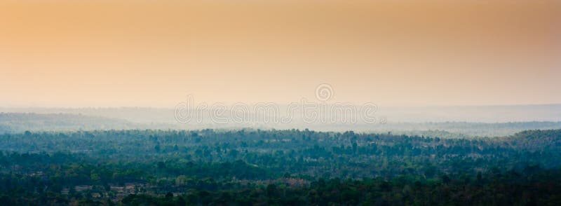 Autumn Landscape in the Evening Stock Photo - Image of foggy, panorama ...