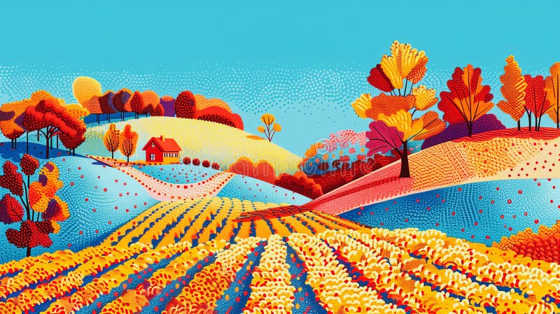 Autumn Landscape with Field, Illustration Stock Illustration ...
