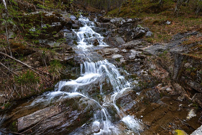Autumn Landscape of Flowing Cascade Water Stock Photo - Image of moss ...