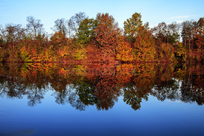 Autumn Landscape with Lake in the Forest. Autumn Forest. Stock Image ...