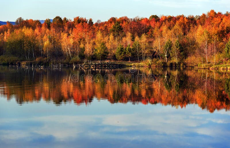Autumn Landscape with Lake in the Forest. Autumn Forest. Stock Photo ...