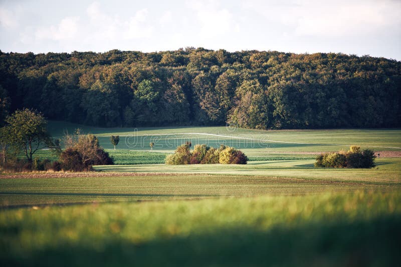 Autumn Landscape with Layers of Agricultural Fields in a Moody Fall ...
