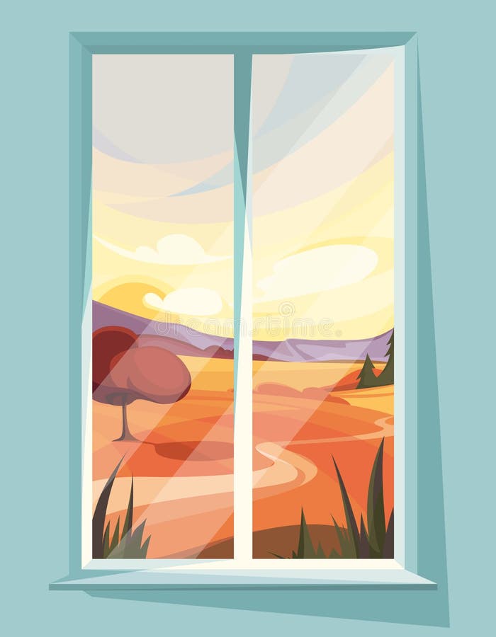 Landscape Outside the Window at Different Times of Year. Stock Vector ...