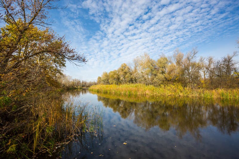 Landscape with Nice Clouds Over Lake Stock Photo - Image of grass ...