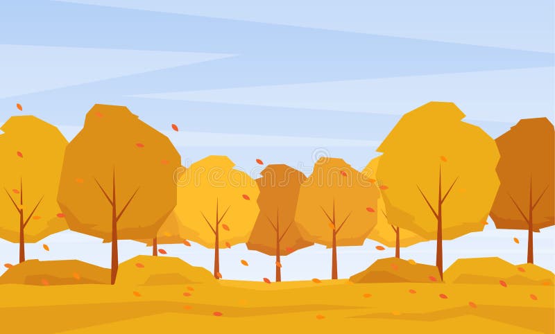 Autumn Landscape with Trees and Fall Leaves on the Wind. Stock Vector ...