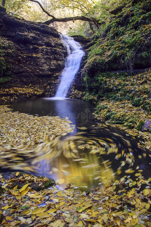 Autumn Landscape with Waterfall Stock Image - Image of river, cascade ...