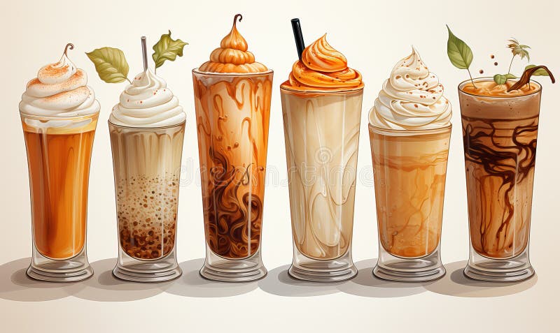 Autumn Latte with Pumpkin, Spices on a White Background. Stock ...