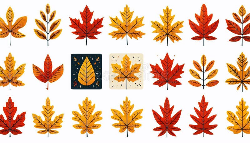 Autumn Leaf Collection for Flat Set Stock Illustration - Illustration ...