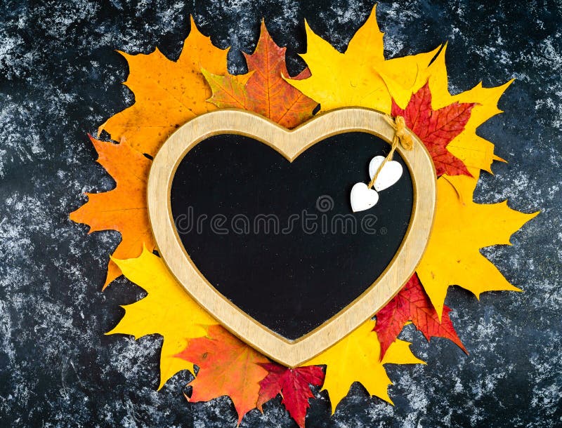 Autumn Leaf Composition with Heart Shaped Frame. Copy Space. Stock ...