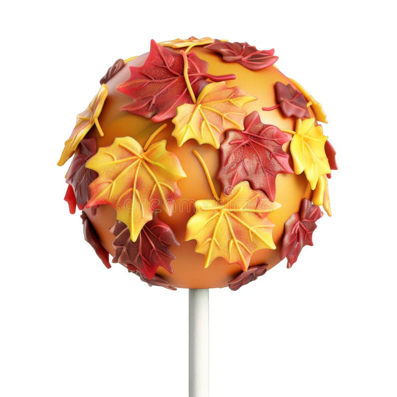 Autumn Leaf-Decorated Lollipop on a Stick Stock Illustration ...