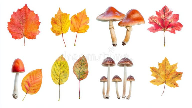 Autumn Leaf Element Set with Transparent Background Stock Image - Image ...
