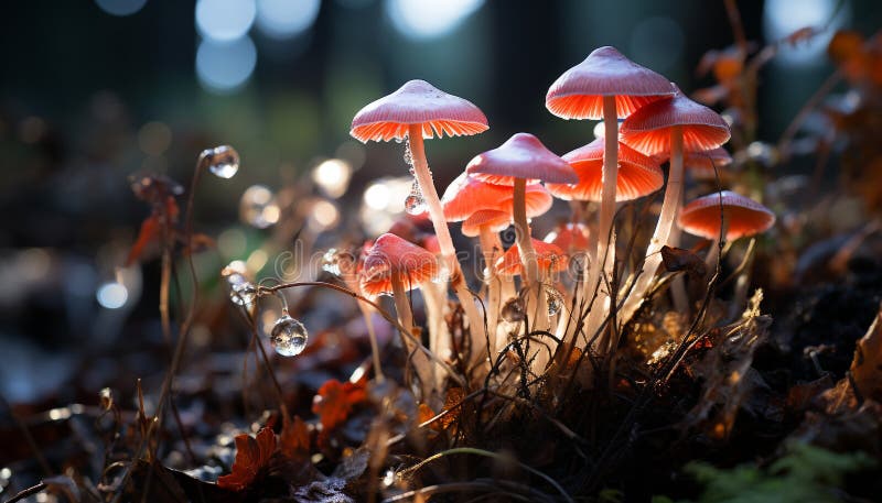 Autumn Leaf Growth on Forest Floor, Close Up of Slimy Toadstool ...