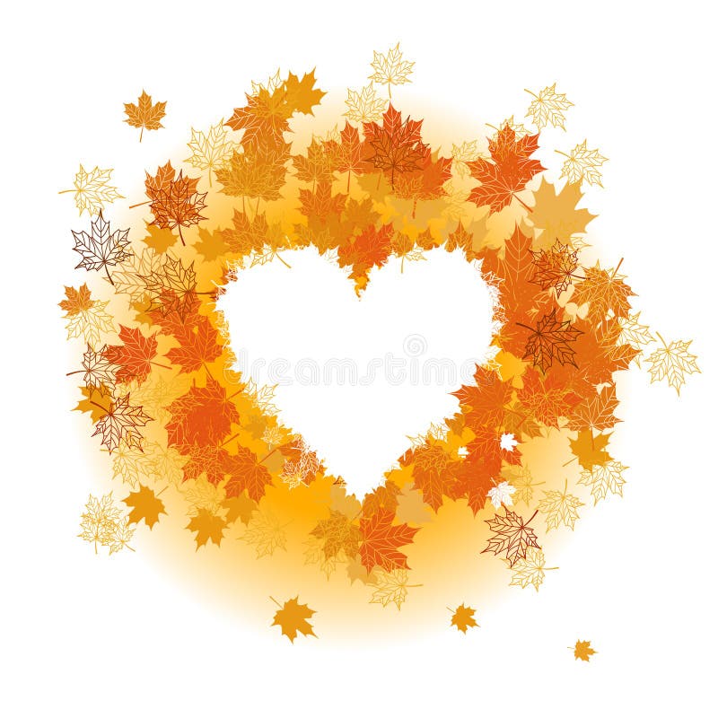 I Love Autumn! Heart Shape from Falling Leaves Stock Vector ...