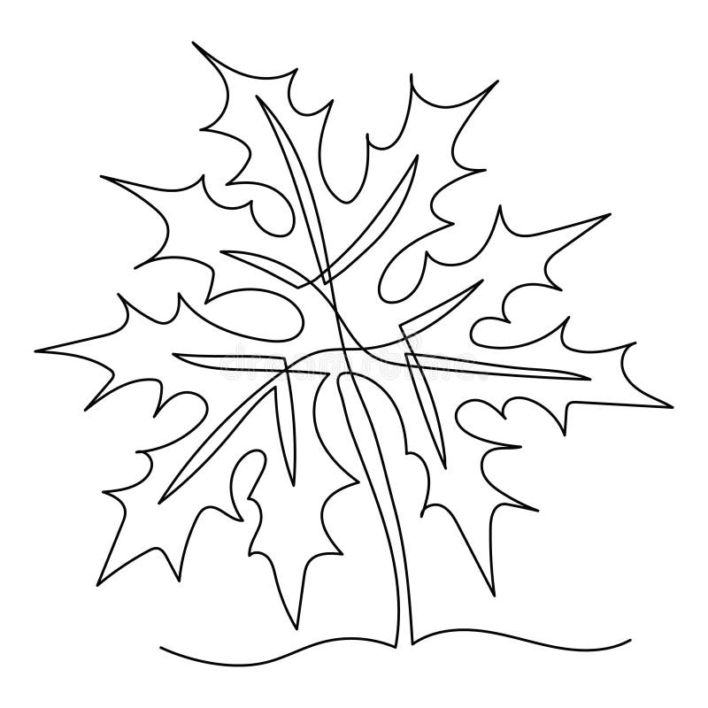Autumn Leaf in One Line Art. Continuous Drawing of Tree Part. Hand ...
