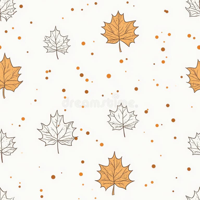 Autumn Leaf Pattern with Dotted Background for Seasonal Design. Stock ...