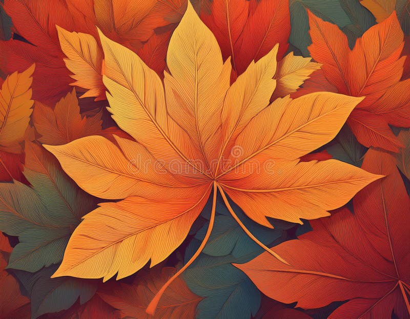 Autumn Leaf Print Pattern Repeated Single Leaf Design in Seasonal ...