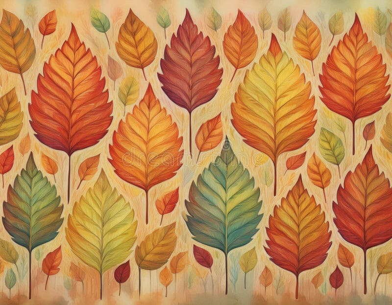 Autumn Leaf Print Pattern Repeated Single Leaf Design in Seasonal ...