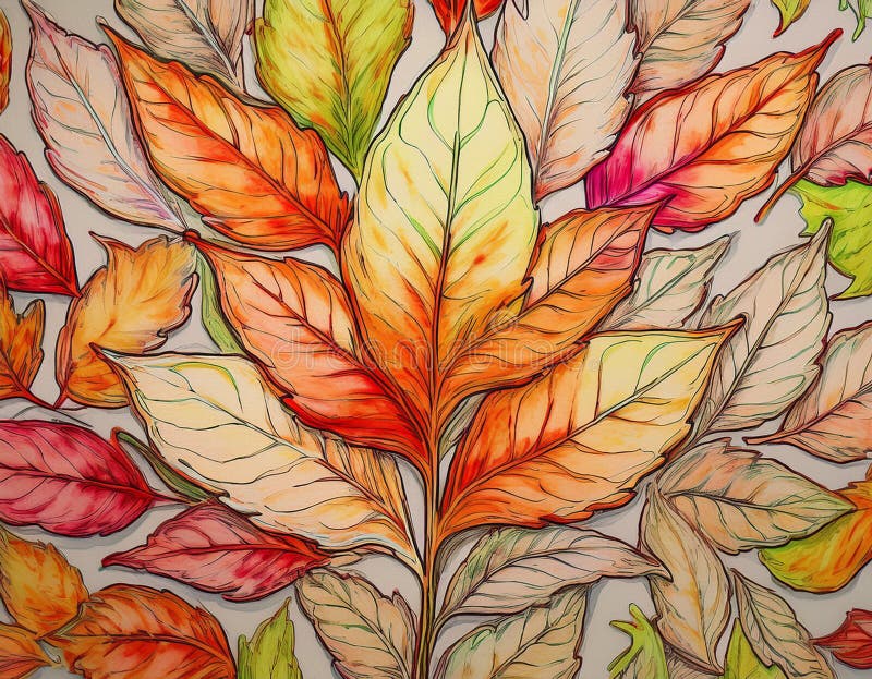 Autumn Leaf Print Pattern Repeated Single Leaf Design in Seasonal ...