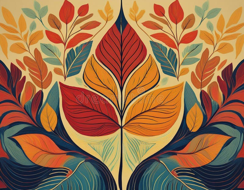 Autumn Leaf Print Pattern Repeated Single Leaf Design in Seasonal ...