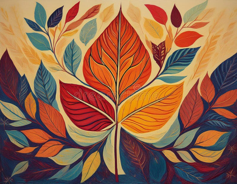 Autumn Leaf Print Pattern Repeated Single Leaf Design in Seasonal ...