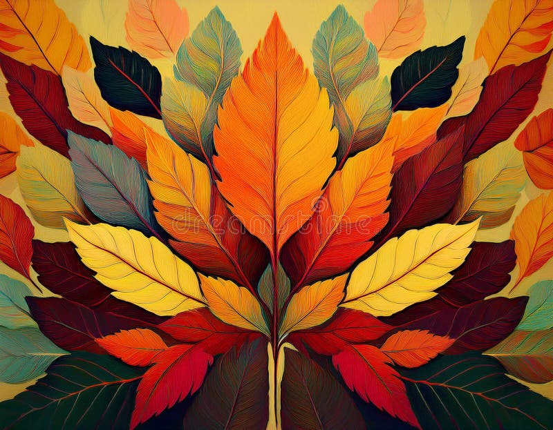 Autumn Leaf Print Pattern Repeated Single Leaf Design in Seasonal ...