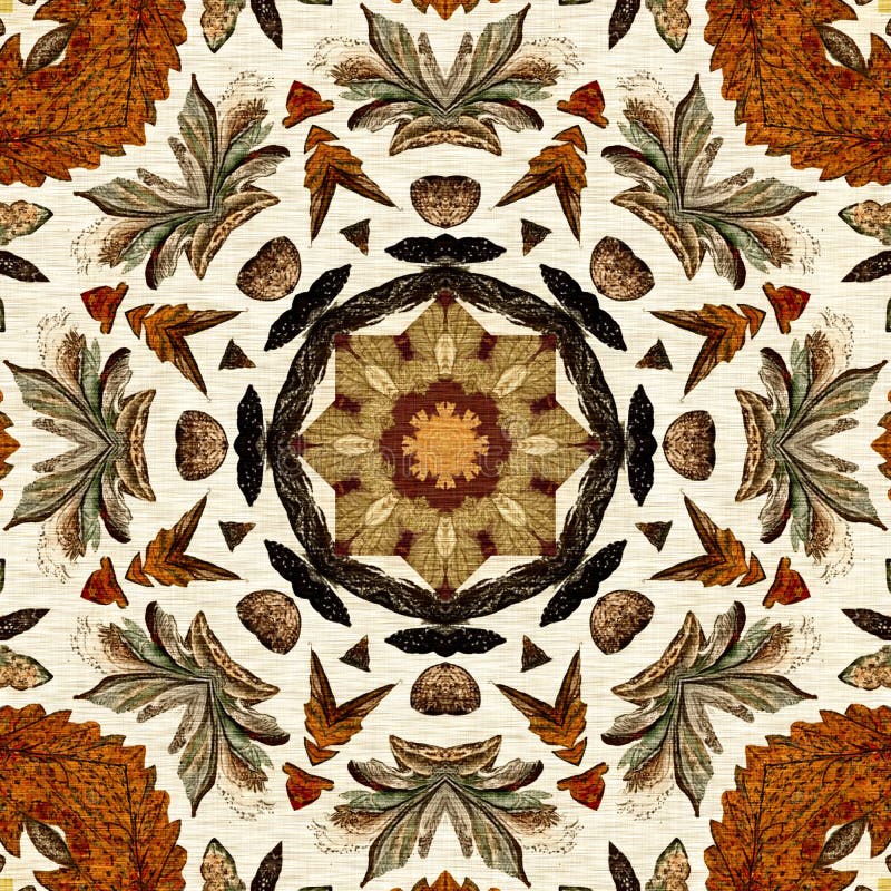 Autumn Leaf Quilt Style Vintage Seamless Pattern. Homely Cottage Core ...