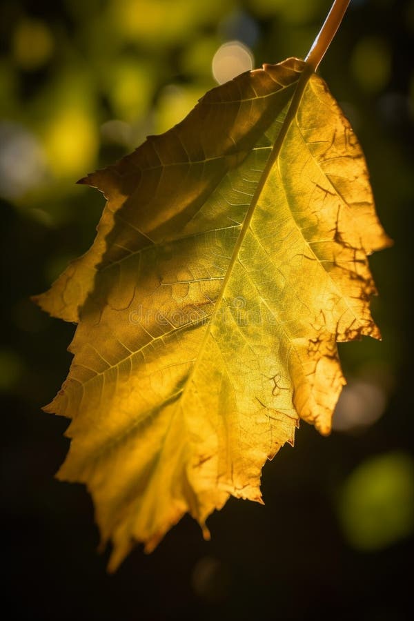 Autumn Leaf in the Rays of Sunset Light. AI Generated Stock ...