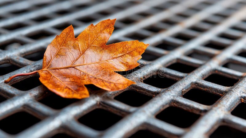 Autumn Leaf Resting on a Metal Grate. Stock Illustration - Illustration ...