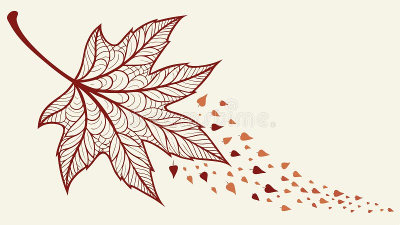 Autumn Leaf with Scattered Pieces, Gentle Dispersal. Vector Design ...