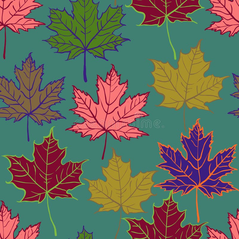 Autumn Leaf Seamless Pattern Stock Illustration - Illustration of ...