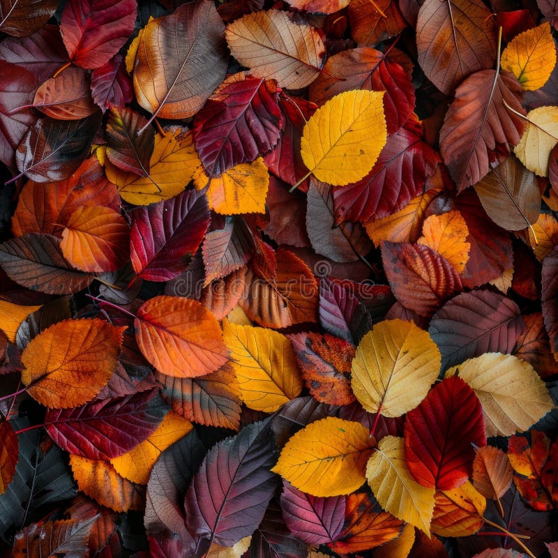 Autumn Leaf Texture Background, Colored Autumn Tree Leaves Pattern, Red ...