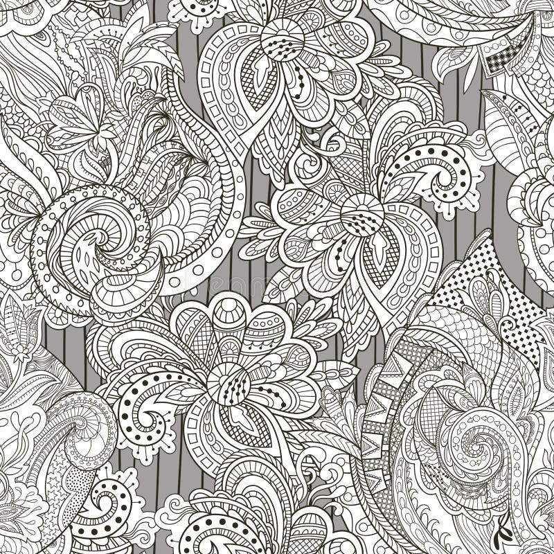 Vector Floral Background with Hand Made Pattern. Doodles. Outline Stock ...