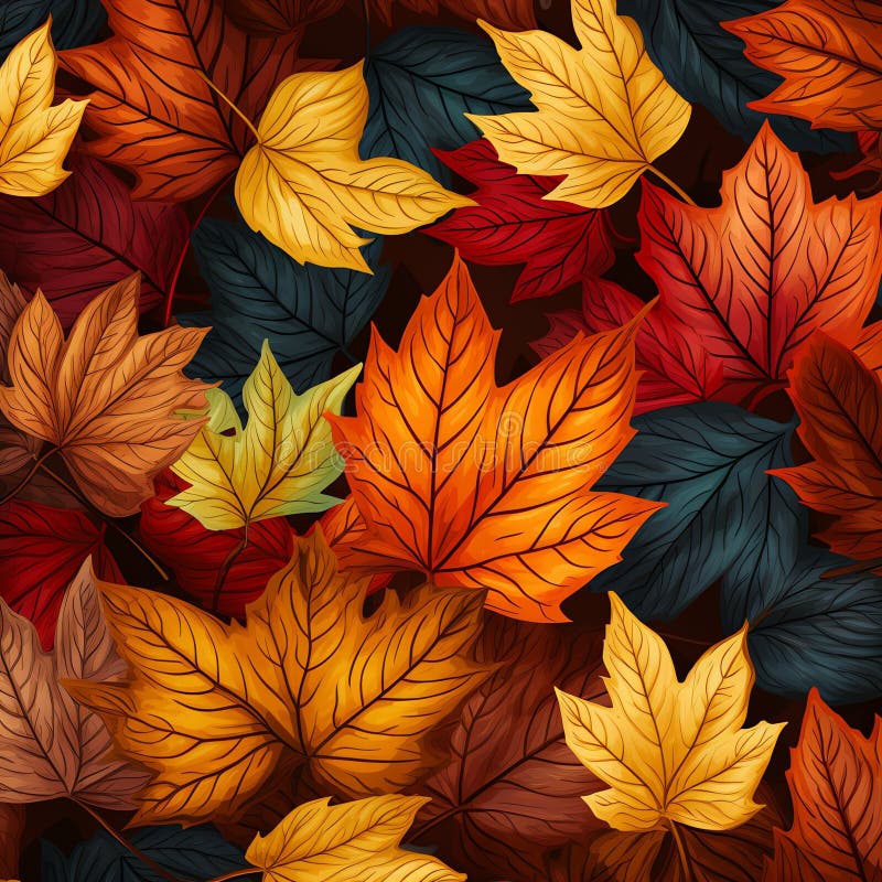 Autumn Leaves Background, Design Seamless Pattern Stock Illustration ...