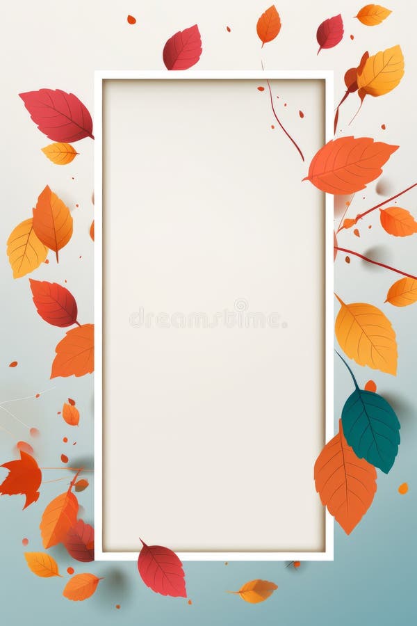 Autumn Leaves Background with Empty Frame Vector Illustration Stock ...