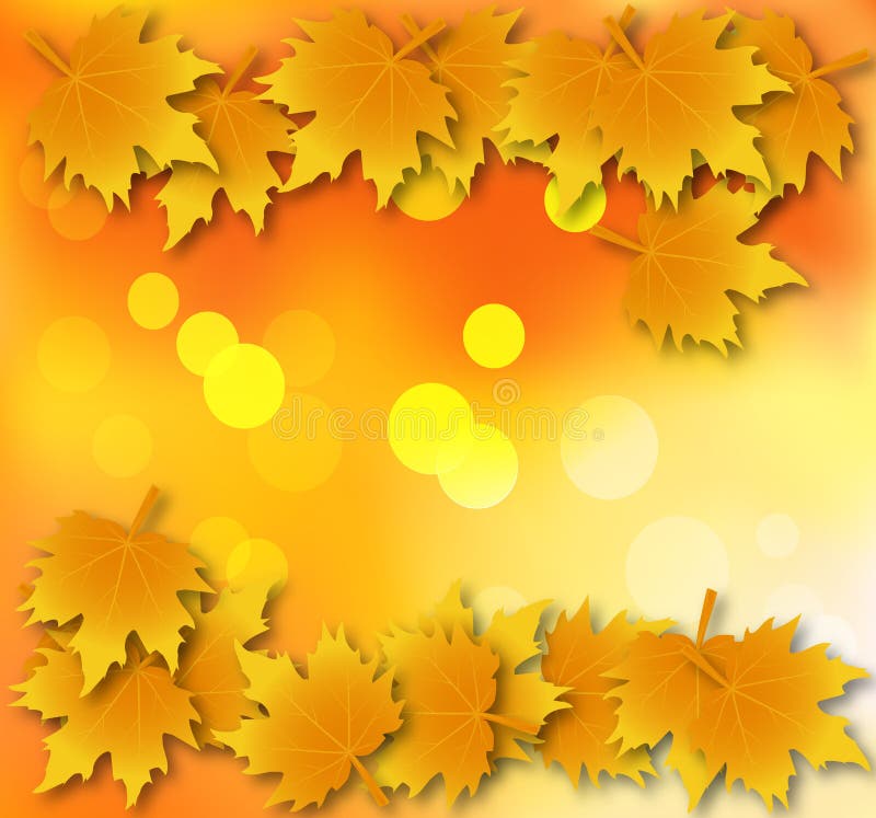 Autumn Leaves Background with Leaves on Top and Bottom Stock Vector ...